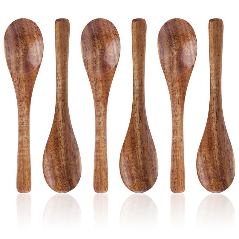 Gosknor 6pcs Small Wooden Spoons Set, 5.12in Mini Wood Teaspoons for ...