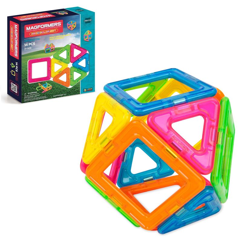 Magformers Neon 14PC Set | Magnetic Tiles Building Blocks, Educational ...