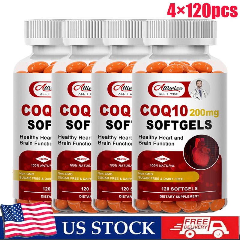 4 Bottles CoQ 10 Coenzyme Q10 Softgels 120 Caps for Cardiovascular ...
