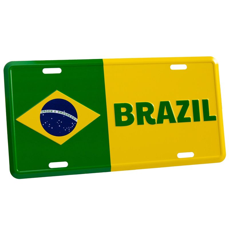 Pickwicks Brazil Flag License Plate - 3D Embossed Metal Brazilian ...