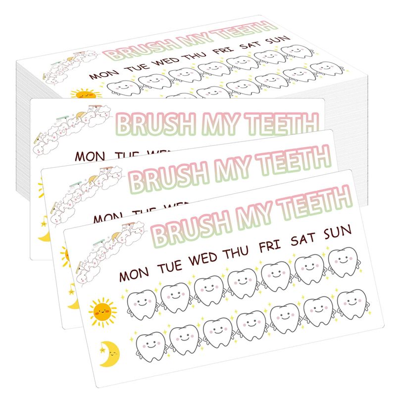 Brush My Teeth Reward Cards 50pcs Educational Teeth Brushing Weekly ...