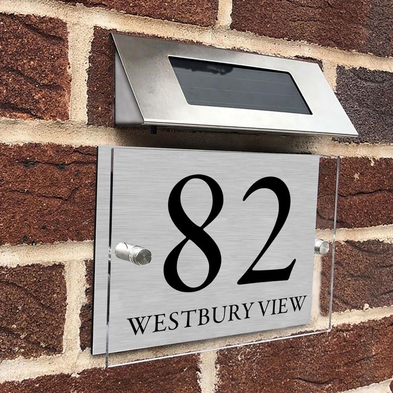 Solar House Number Personalised House Numbers Plaques with Solar Lights ...
