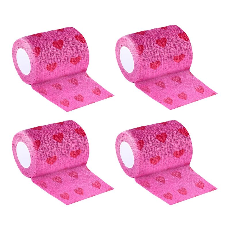 Bohue 4Rolls Pink Hearts Stretched Cohesive Bandage Love Bandage Wrist ...