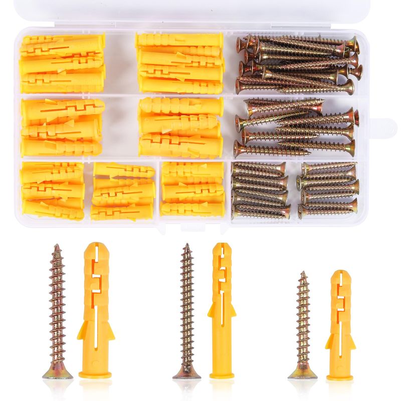 Norvens 116 PCS Screws and Wall Plugs Set, (58 Masonry Self Tapping ...