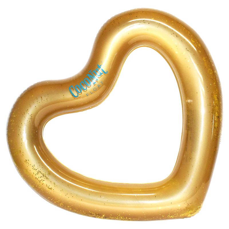 Coconut Float: Gold Glitter Heart Pool Float - 48"x40", Inflatable 48 ...