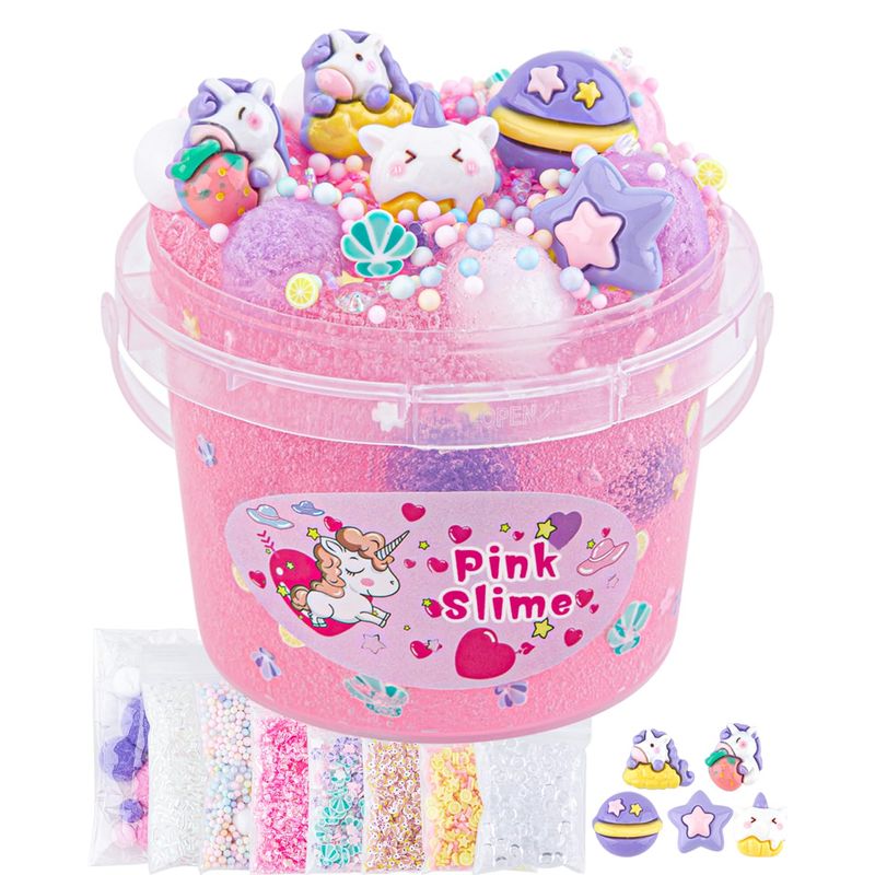 Okaybee 10 FL OZ Slime Kit, Pink Clear Slime, Slime Children for Ages 8 ...