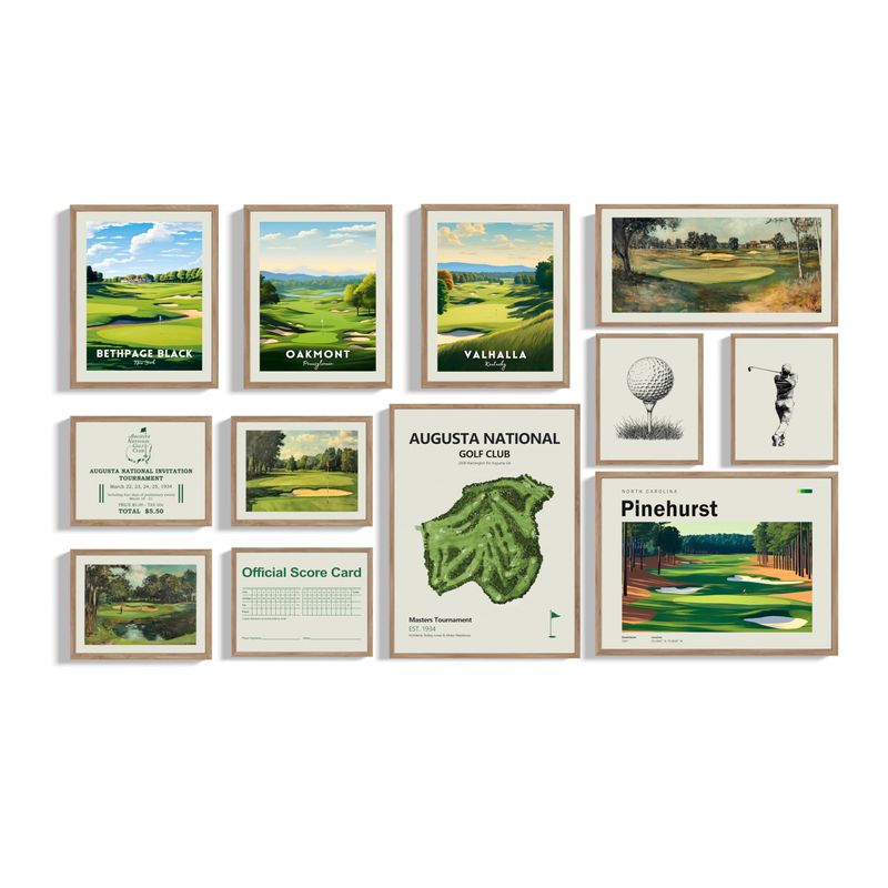 Golf Course 12 Piece Wall Collage Set, Premium Giclee Fine Art Prints ...
