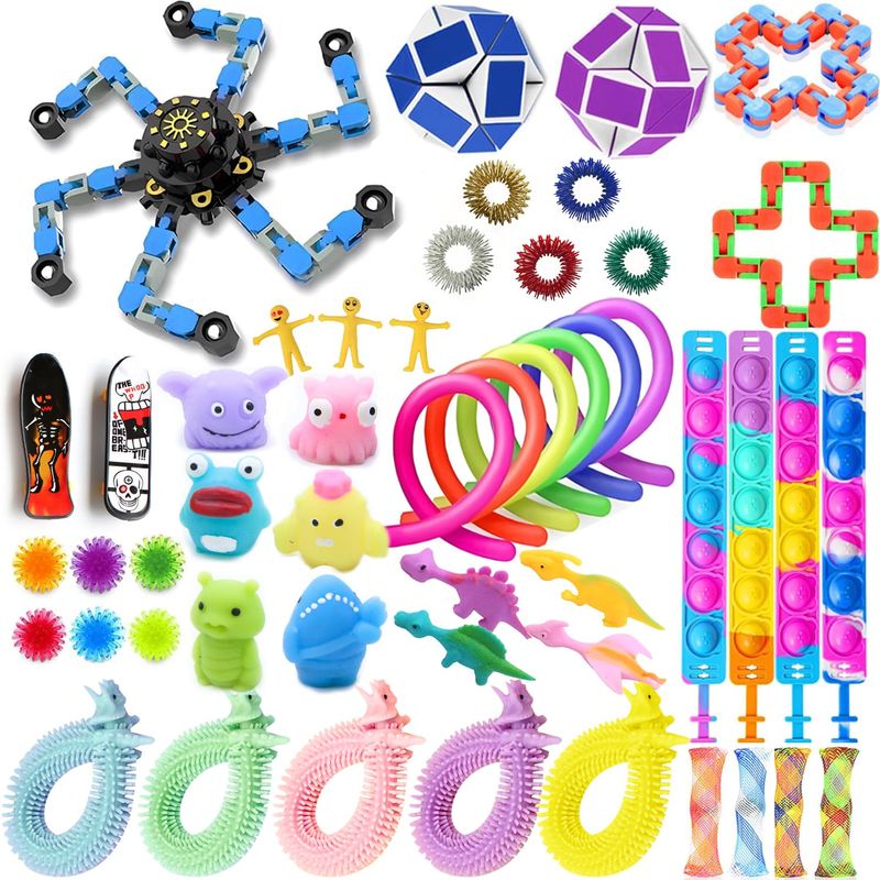 Fidget Toys Pack, 50 Pcs Sensory Fidget Toys Set, Stress Anxiety Relief Squishy Fidget Toy for ...