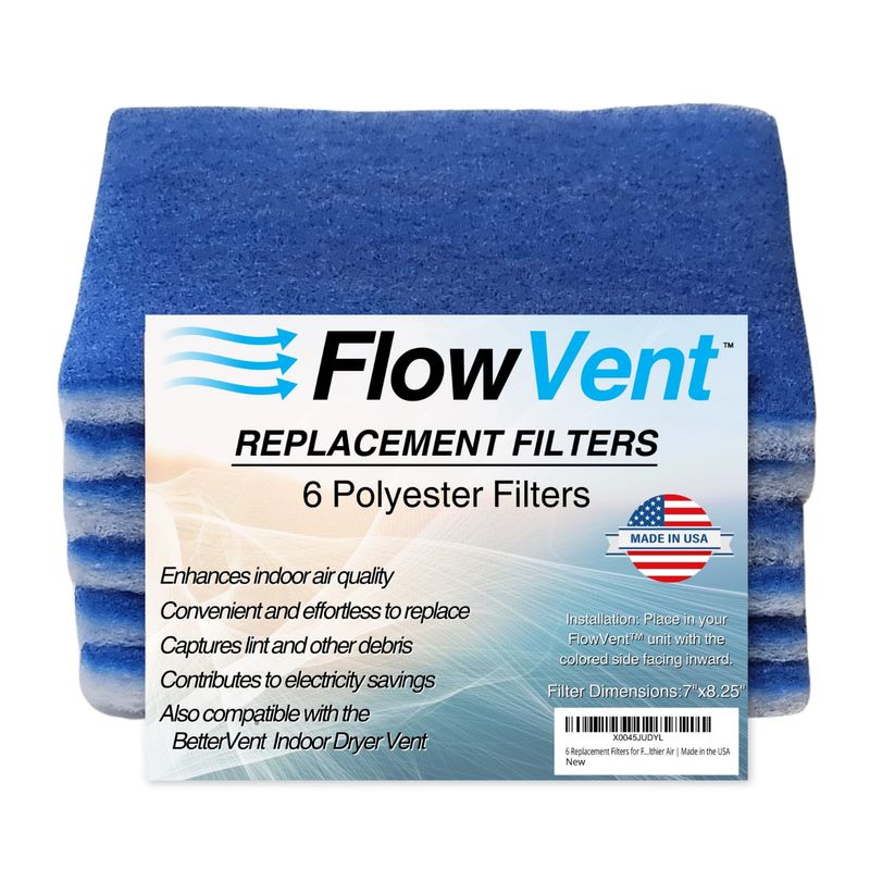 FlowVent Indoor Dryer Vent Filters | Dual Filter Lint Trap for Electric ...
