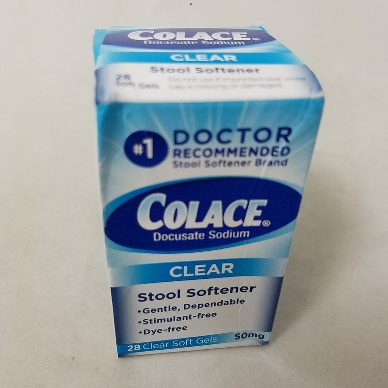 Colace Clear Docusate Sodium Stool Softener 50mg, 28 Count Per Box (4 ...