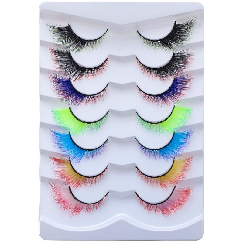 7 Pairs False Lashes with Color Angel Colored Lashes Fluffy Wispy ...