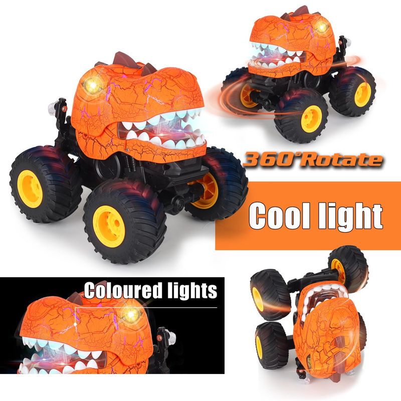 TODKISS Dinosaur Remote Control Car, Monster Truck Toys with Spray, Light & Sound, 2.4GHz All ...