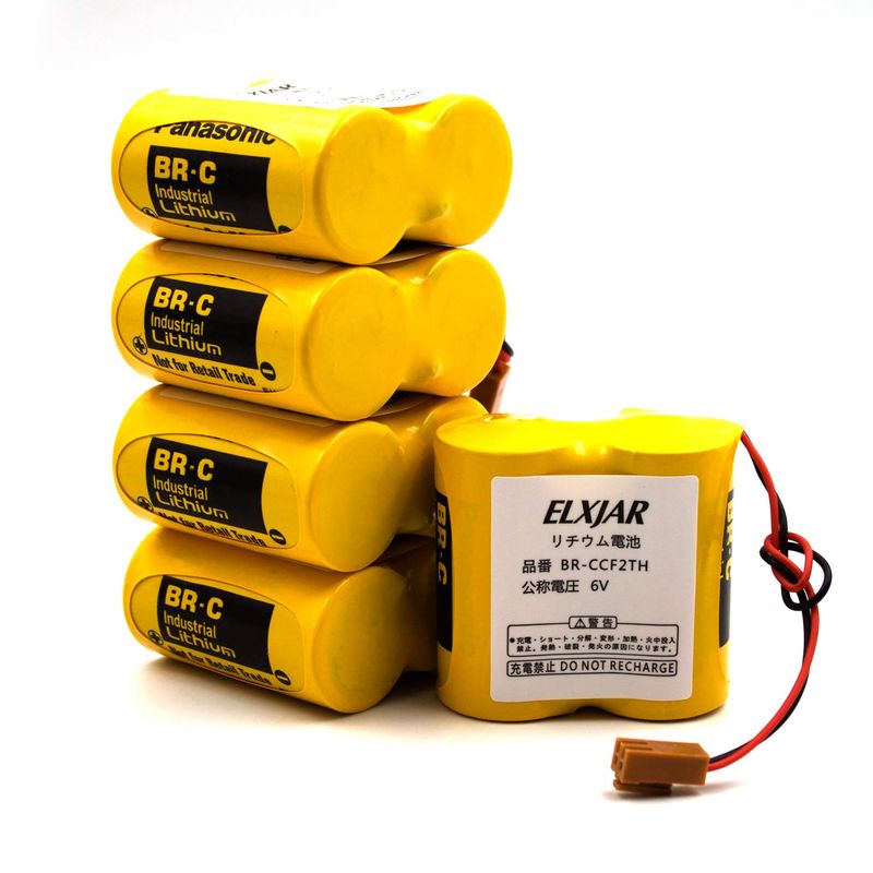 (5-Pack) BR-CCF2TH 6V Lithium Replacement Battery for Fanuc oi Mate Model-D, Panasonic Controls ...