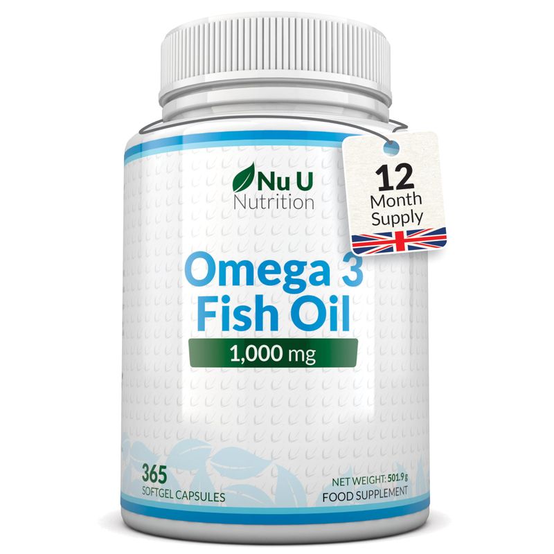 Omega 3 Fish Oil 1000mg - 365 Softgel Capsules - 1 Year Supply - High ...