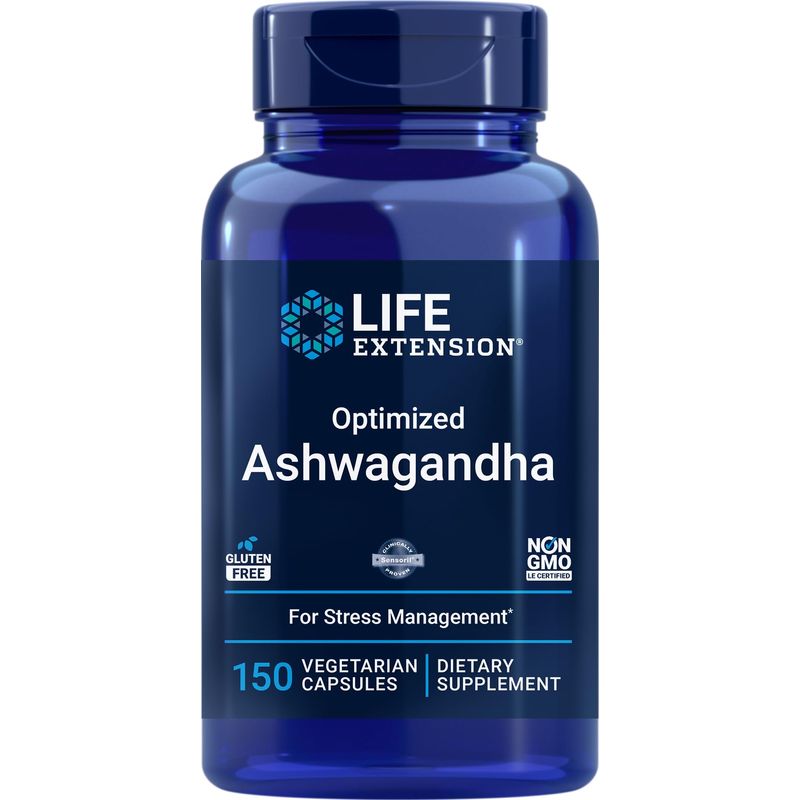 Life Extension Optimized Ashwagandha, 150 Veg Caps - Non-GMO, Gluten ...