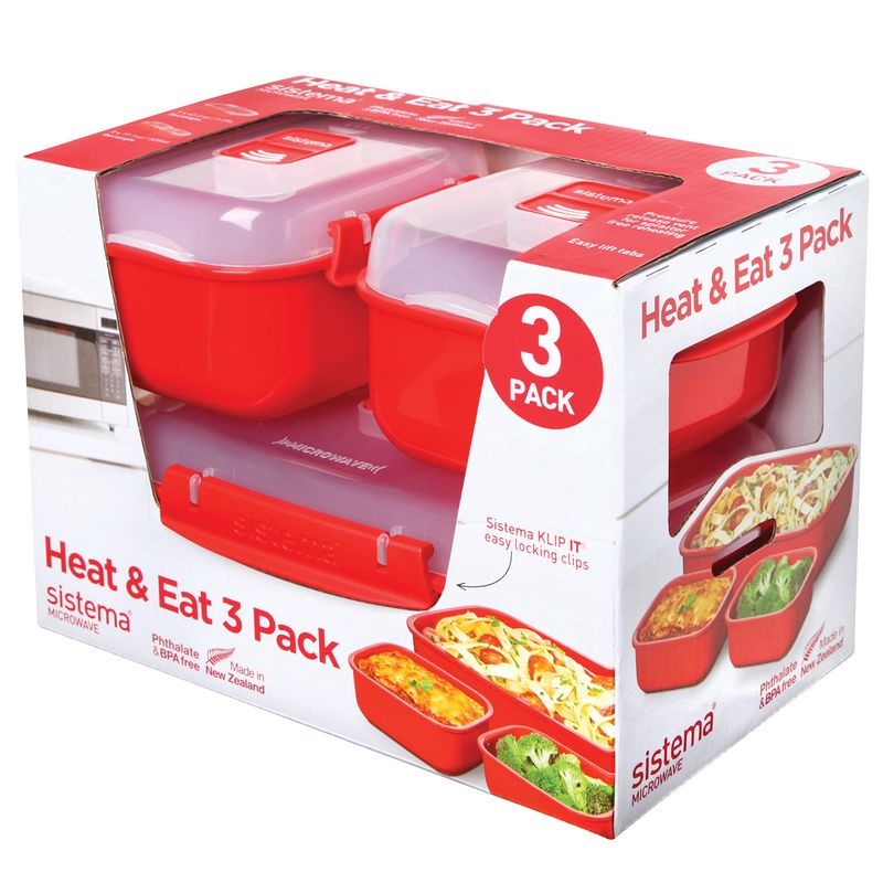 Sistema Heat & Eat Microwave Containers | Stackable Lunch Boxes with ...