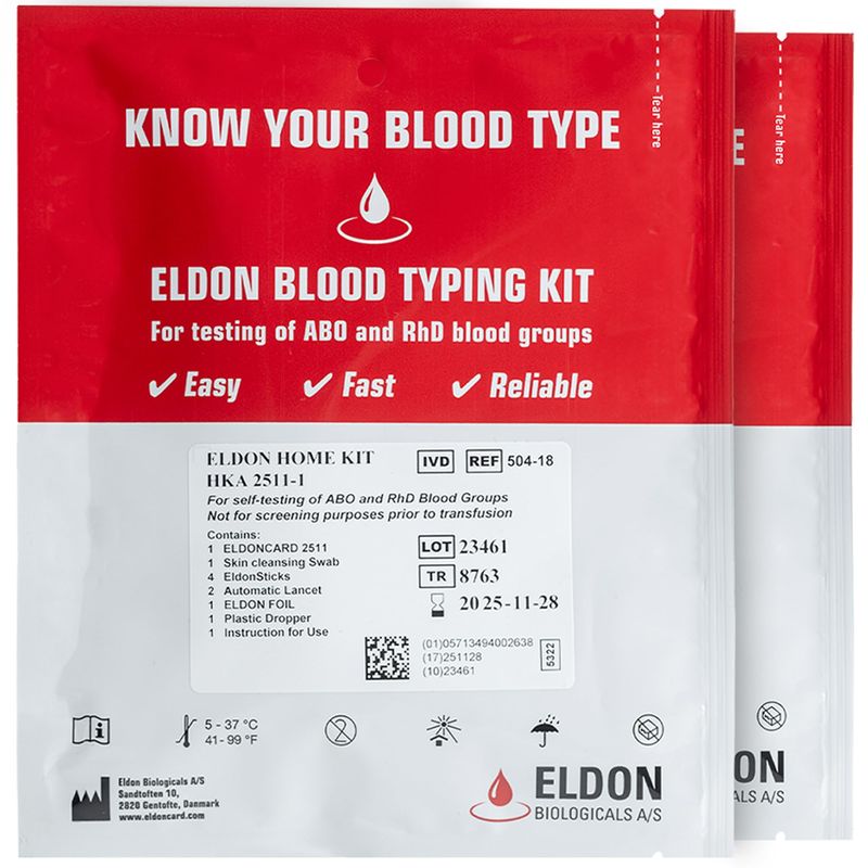 Eldoncard Blood Typing Kit, 2 Test Pack, Know Your Blood Type, Accurate ...