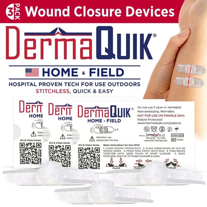 DermaQuik 3 Pack Wound Closure Strips – Patented Laceration Closures ...
