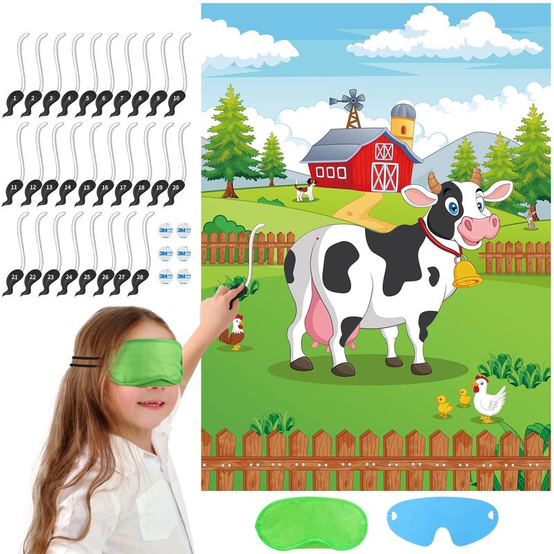 Waenerec Pin the Tail on the Cow, Cow Games with 28 Pcs Cow Tails for ...
