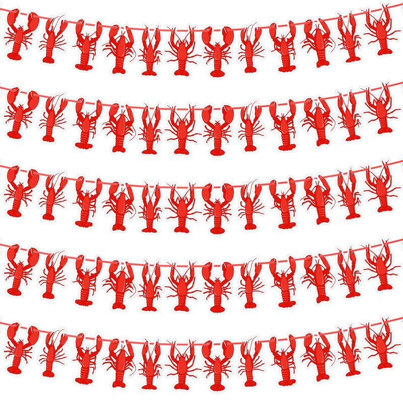 Weekgrat 5 Pcs Crawfish Pennant Paper Banner Lobster Birthday Party ...