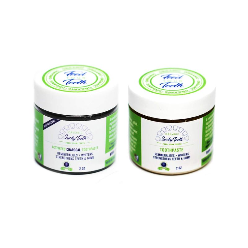 Lucky Teeth Organic Toothpaste- Mixed -Charcoal + Regular (White) -All ...
