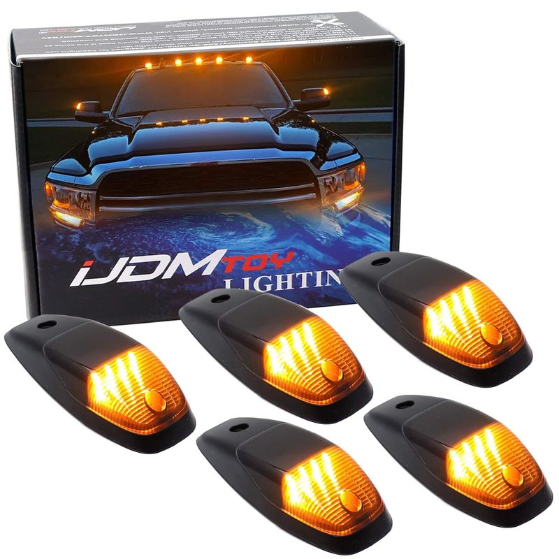 iJDMTOY Black-Out Smoked Lens Amber Yellow Full LED Clearance Cab Roof ...