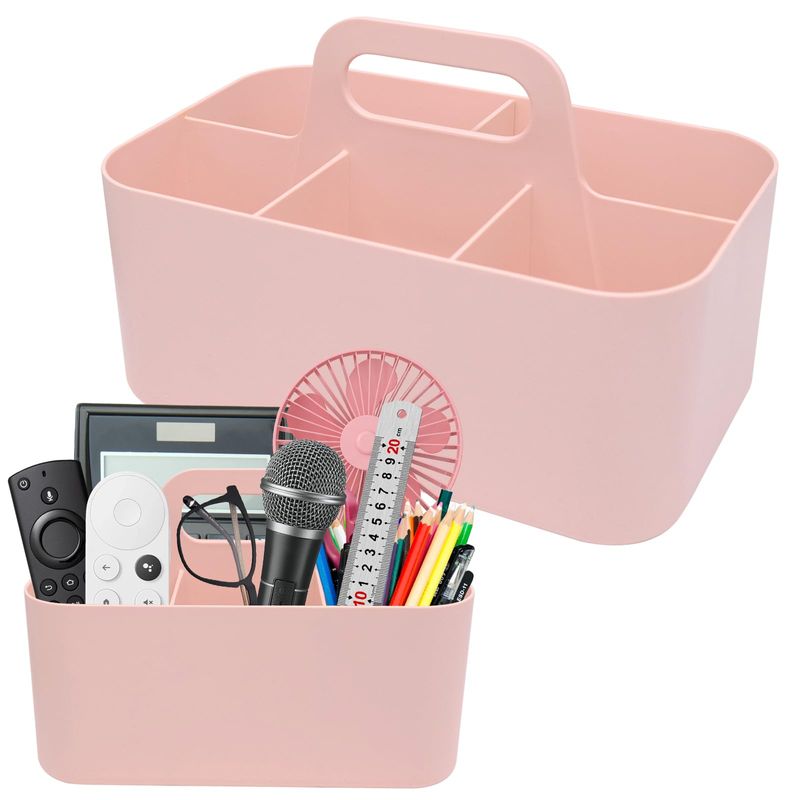 BLLREMIPSUR Plastic Portable Caddy with Handle, Pink Bathroom Shower ...
