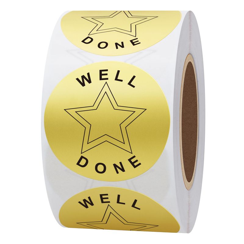 Hylabelest 1.5 Inch Gold Round Well Done Reward Stickers Labels for ...