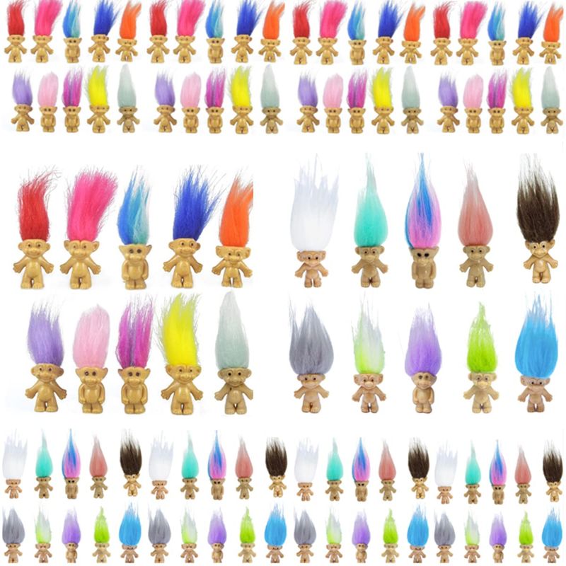 100PCS Mini Troll Dolls, PVC Vintage Trolls Lucky Doll Mini Action ...