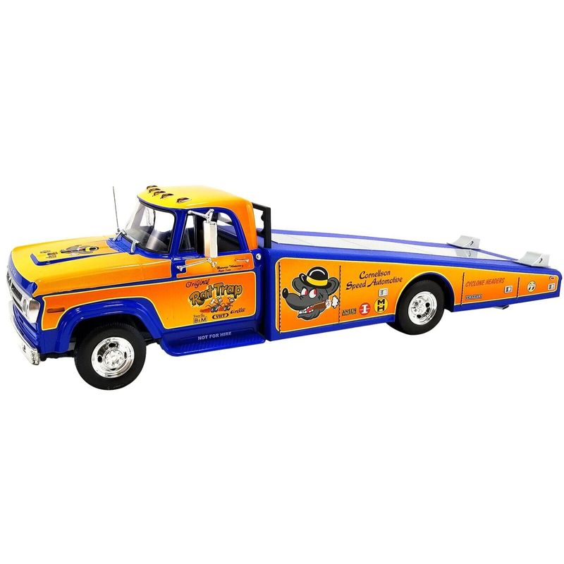 Acme 1970 Dodge D-300 Ramp Truck Orange and Blue with Graphics The ...