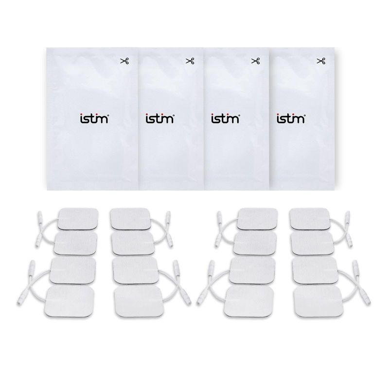 iStim TENS Electrode Pads 5x5cm - 16 Self-Adhesive Reusable Pads for ...