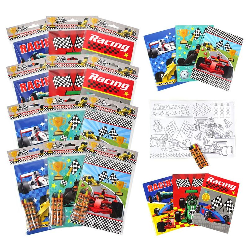 TINYMILLS Race Car Coloring Book Set with 12 Coloring Books and 48 ...