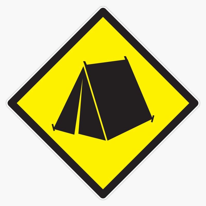 Magnet Yellow Warning Sign Tent (Camping) Magnetic Bumper Sticker 5 ...