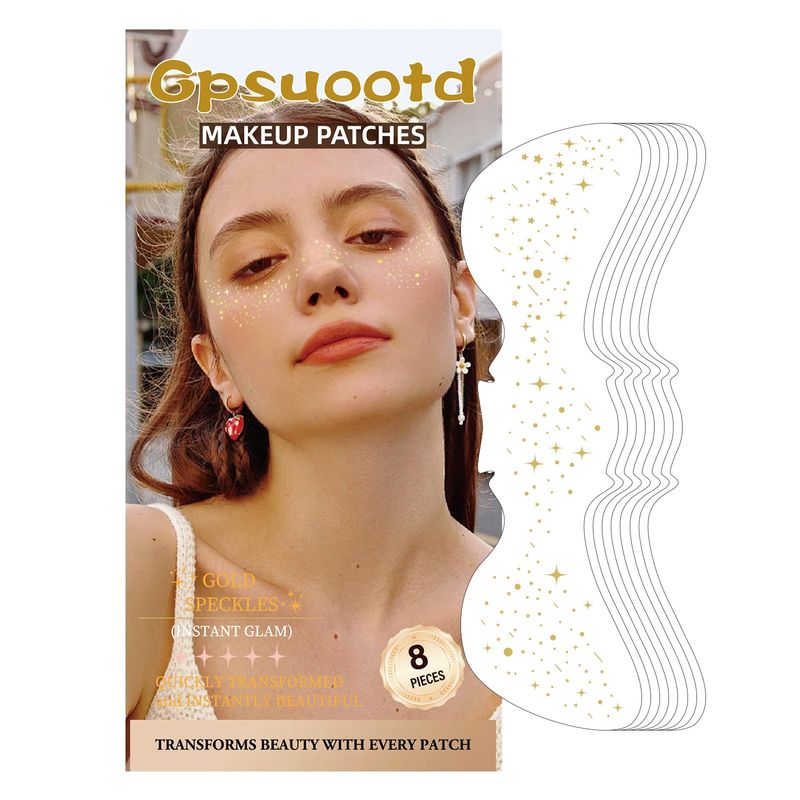 Gpsuootd Makeup Patches,8pcs Gold Sparkle Freckles,Face Makeup Patches ...