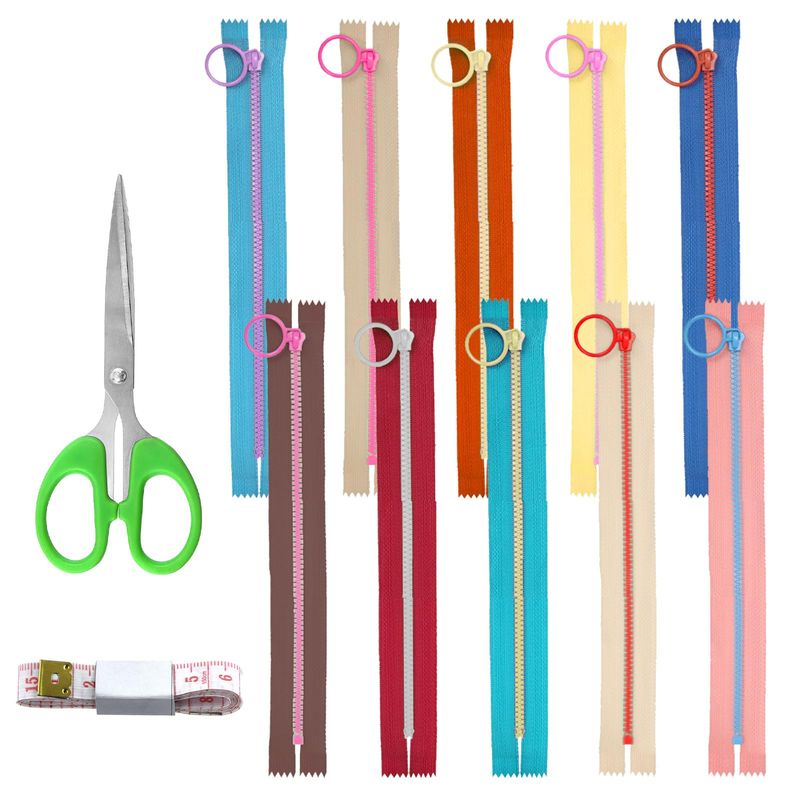 Wokape 12Pcs 13.7"/35cm Resin Zippers with Lifting Ring Pulls Assorted ...