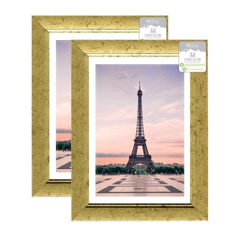 Picture Frame A4 with Gold Polish- set of 2, A4 Frame A4 Picture Frame ...