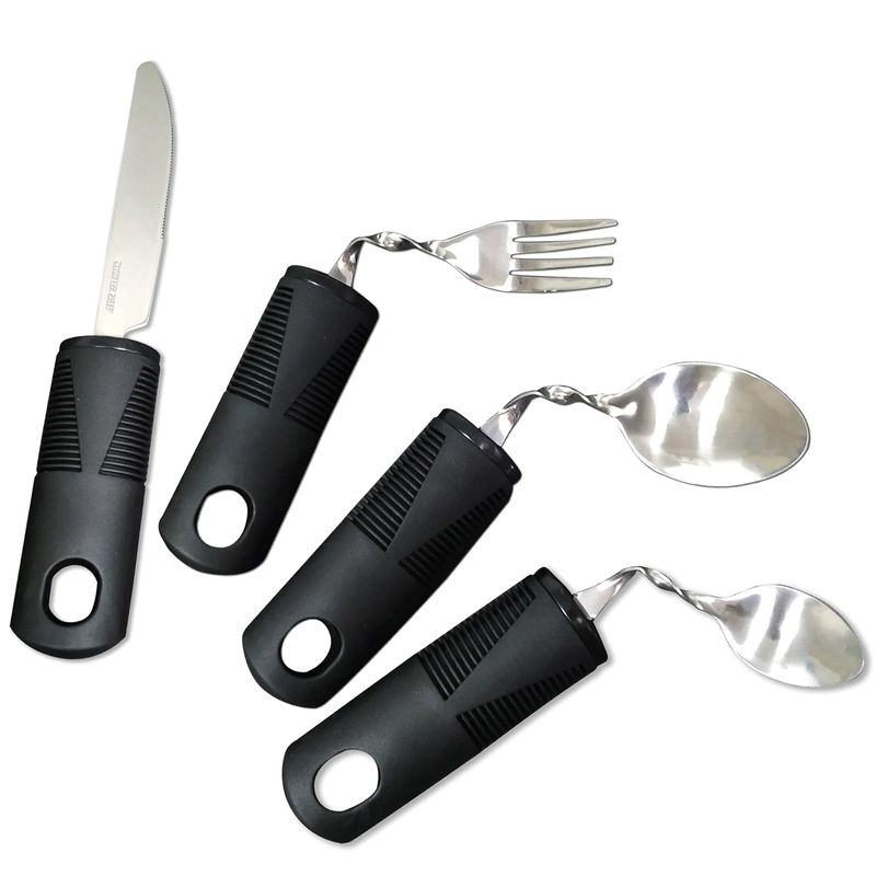 JKYVAA Bendable Cutlery for Disabled Hands Set of 4, Easy Grip ...