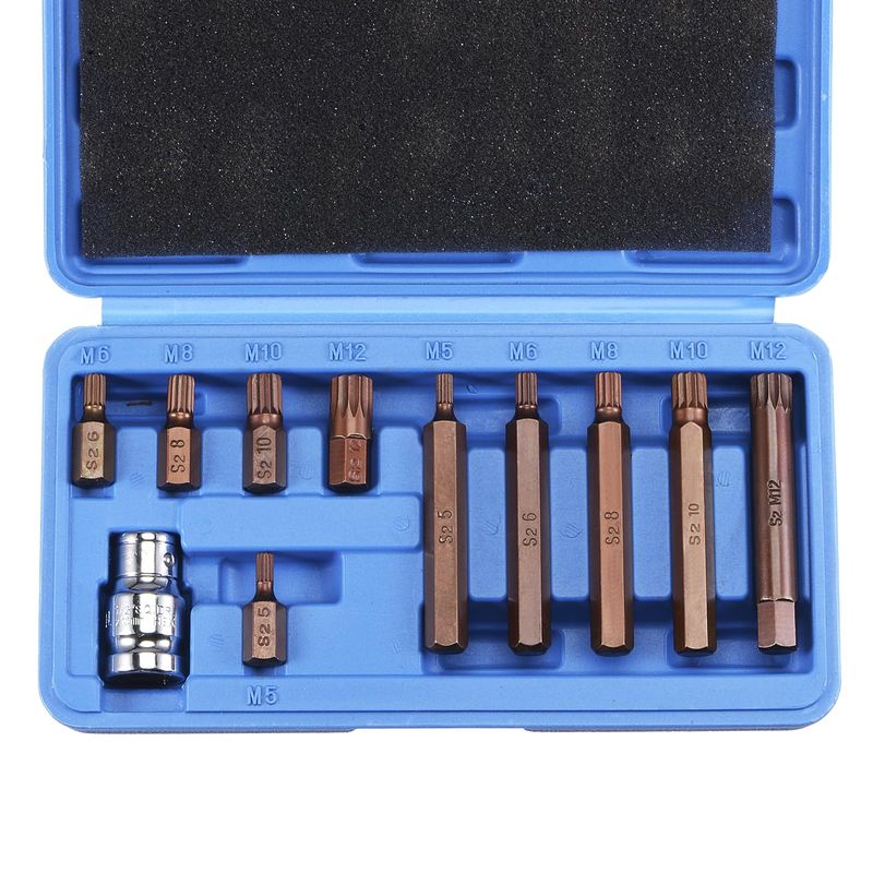 CoCud Triple Square Bit Socket Set M5 - M12 1/2" Drive CR-V Socket S2 ...