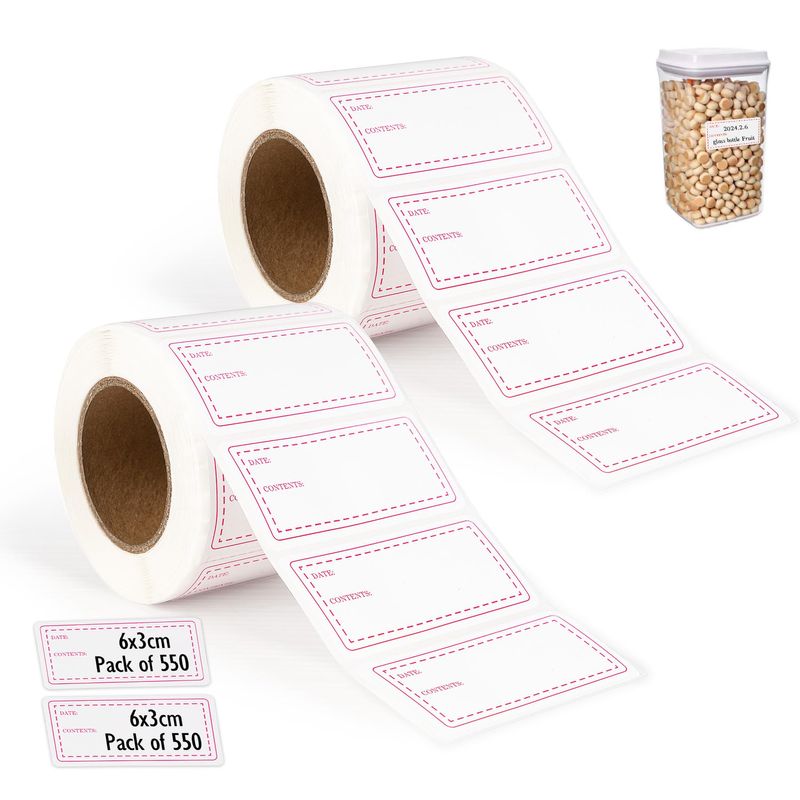 Agoer 60 x 30mm Removable Food Stickers, 1100 Pcs Dissolvable Freezer ...