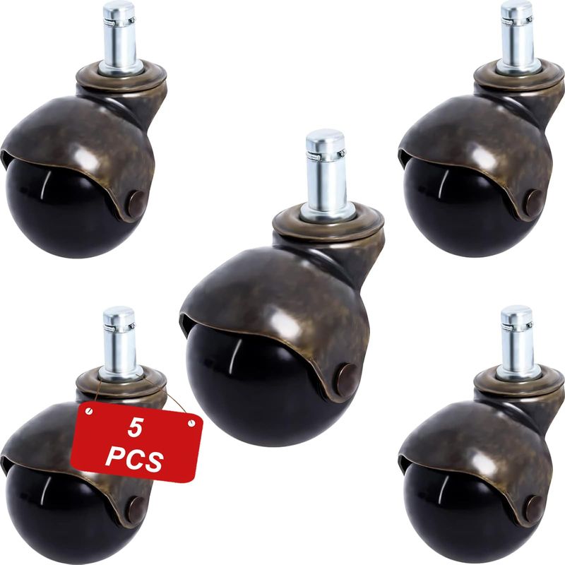 Podoy Antique Caster Wheels for Furniture 2'' Brass Ball with Stem ...