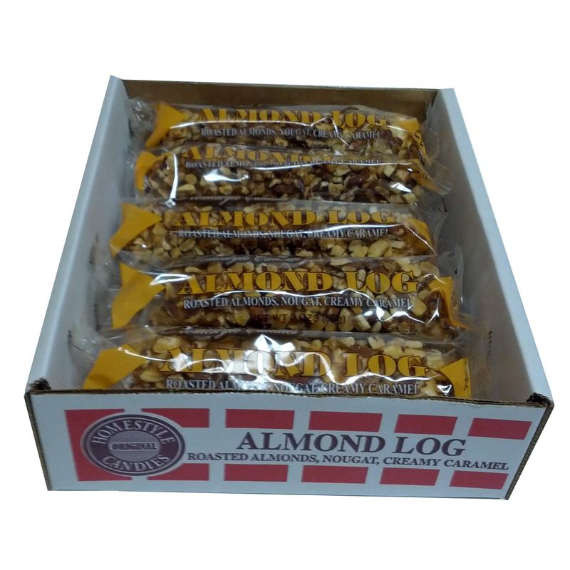 Crown Candy Almond Logs - 12 Individually Wrapped 2.5oz Almond Logs Per ...