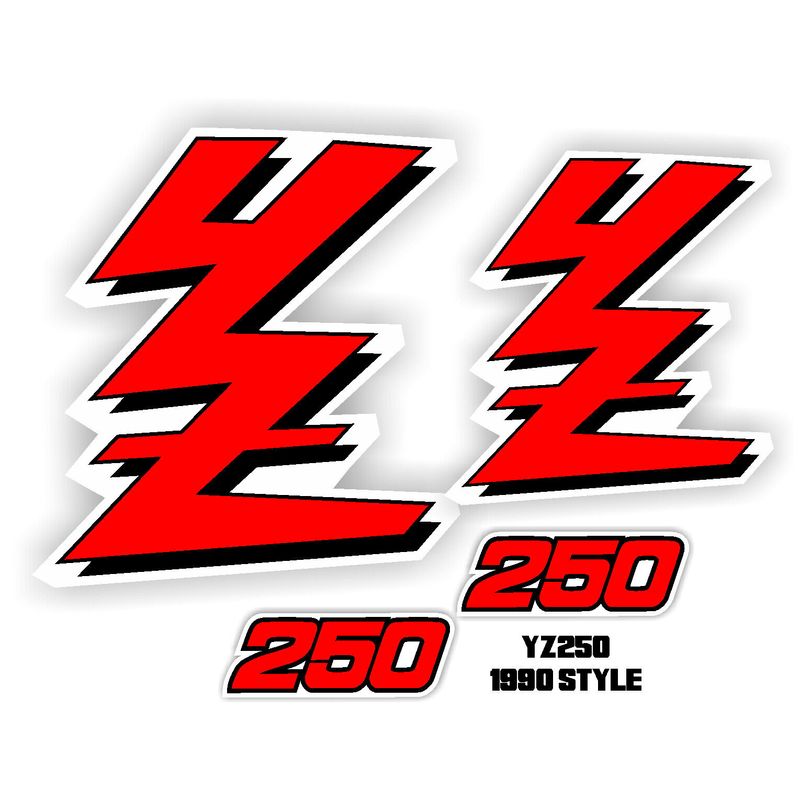 Yamaha YZ250 Factory Style Shroud Graphics Kit 89-92 YZ 250 decals 1990 ...