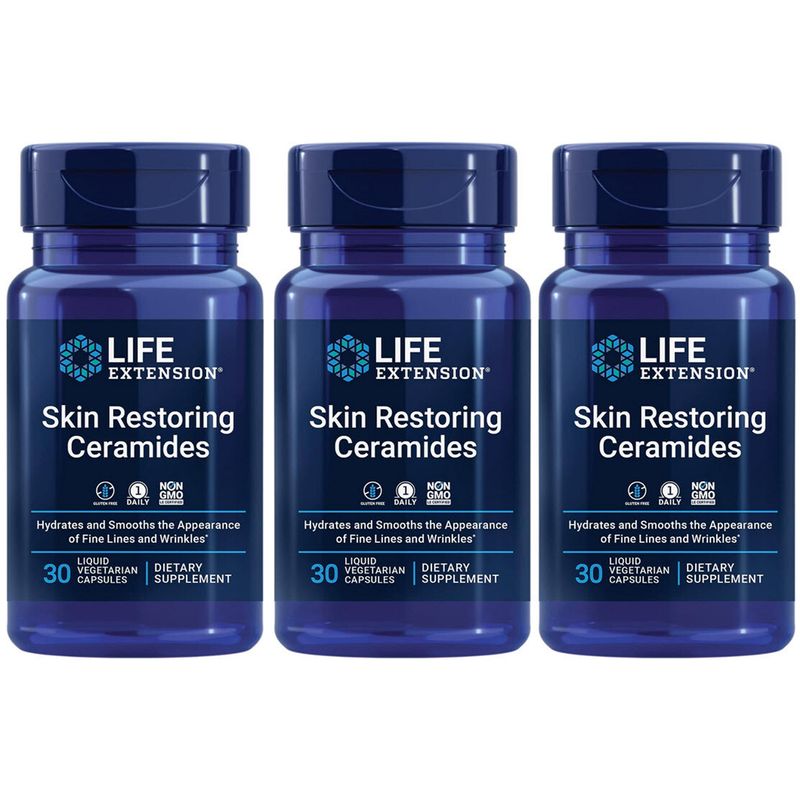 SKIN RESTORING CERAMIDES SKIN WRINKLES 3 BOTTLES 90 Vege Caps LIFE ...