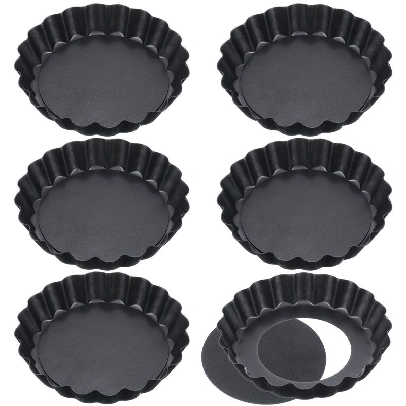 FANTESI 6 Pack Non Stick 4 Inch Quiche Pans Removable Bottom Mini Tart ...