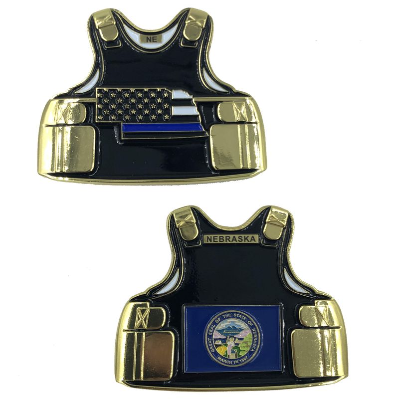 C-016 Nebraska Leo Thin Blue Line Police Vest State Flag Challenge ...