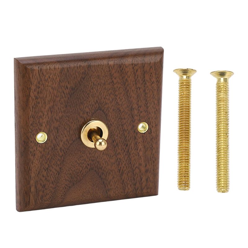 Black Walnut Toggle Switch, Vintage Decorative Switch with Brass Panel ...