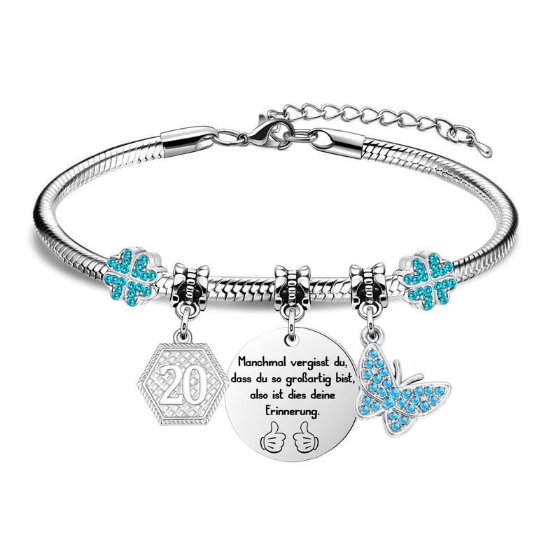 HEYEJET Birthday Bracelet for Women Girls with Crystal Blue Butterfly ...