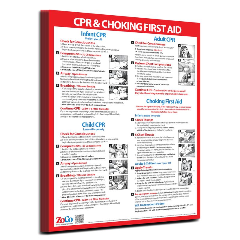 CPR Posters (10 Pack) - Laminated, 17 x 22 inches - Heimlich Maneuver ...