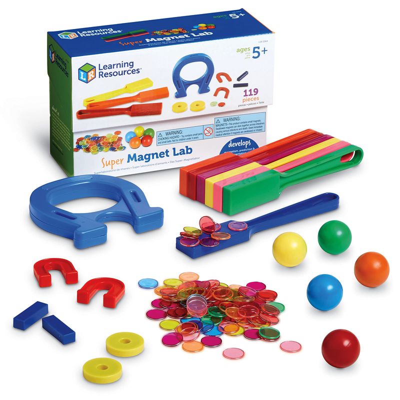 Learning Resources Super Magnet Lab Kit - 119 Pieces, Ages 5+, STEM ,Toys for Kindergartner ...
