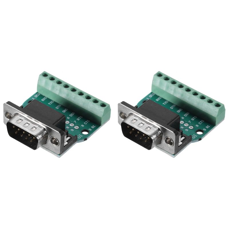 sourcing map 2pcs D-sub DB9 Connector Breakout Board 9 Pin 2 Row Male RS232 Serial Port ...